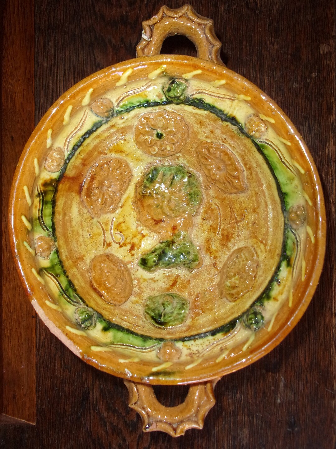 An Early 17th Century Dutch Slipware Sgraffito Decorated Twin Handled ...