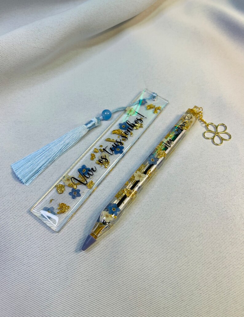 Flower Keychain, Bookmark and Ruler, Initial Resin Keychain ...