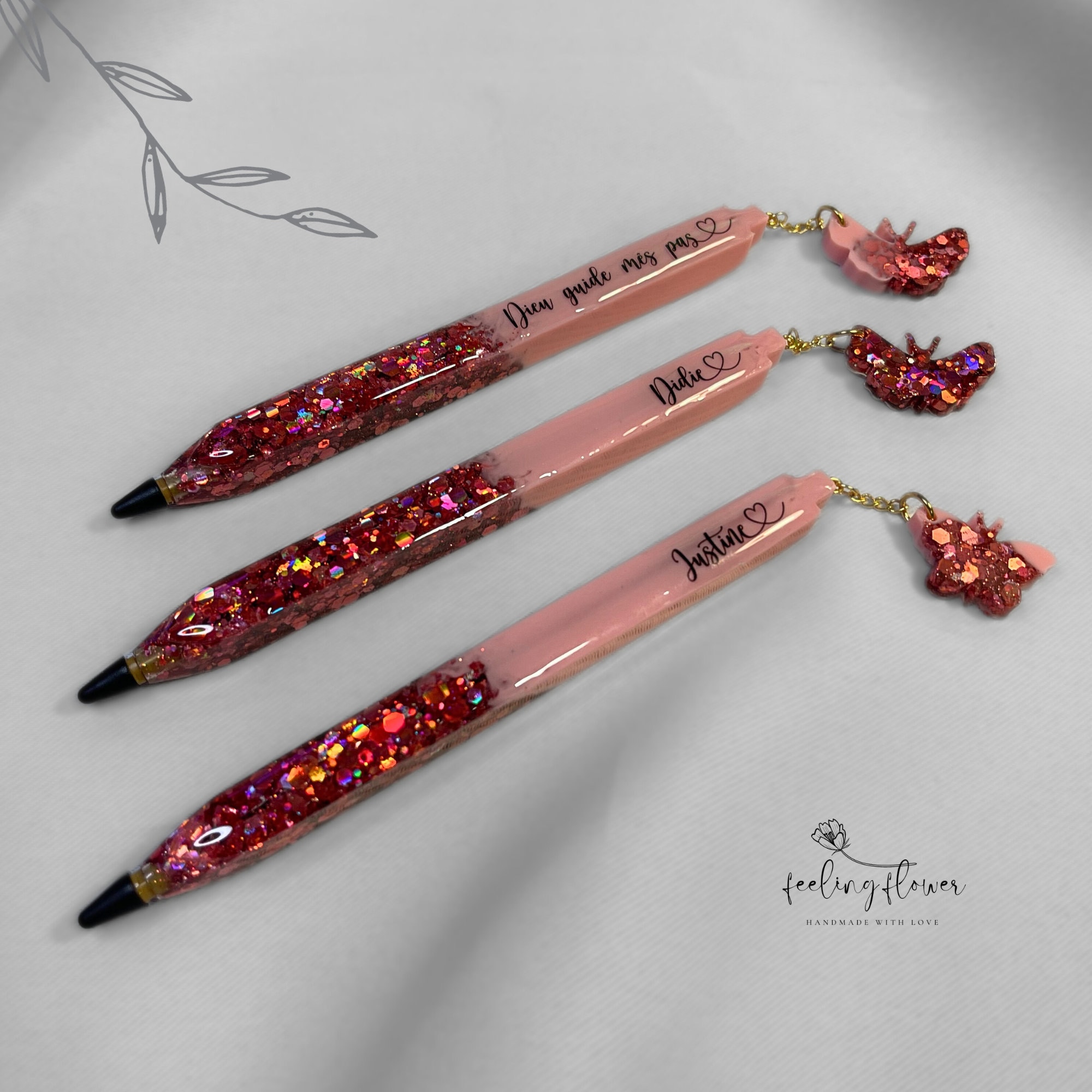 Personalized Glitter Resin Pen: Refillable Custom Message Pen - Etsy