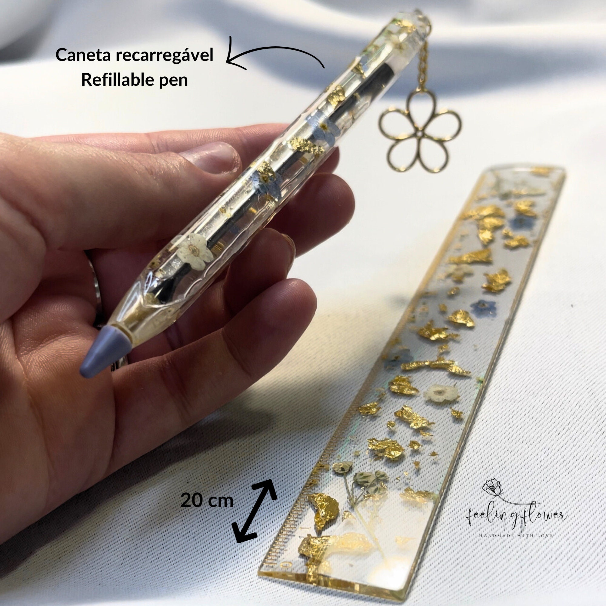 Flower Keychain, Bookmark and Ruler, Initial Resin Keychain ...