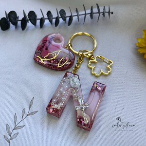 Pink Keychain With Rosary I Alphabet Keychain I Custom Personalised ...