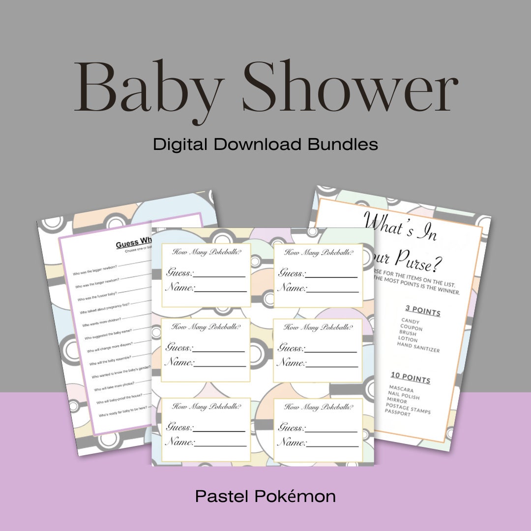 Pastel Pokemon Baby Shower Digital Bundle - Etsy