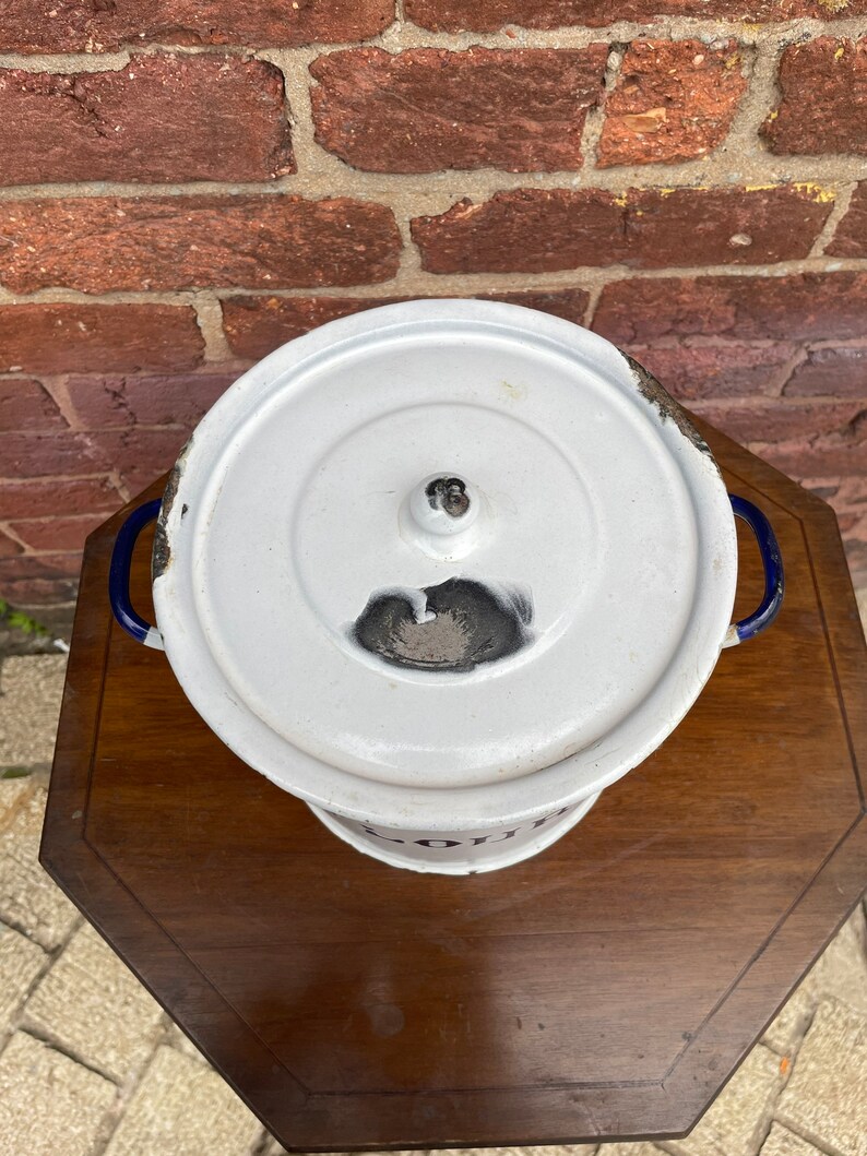 Blue and White Enamel Flour Bin - Etsy