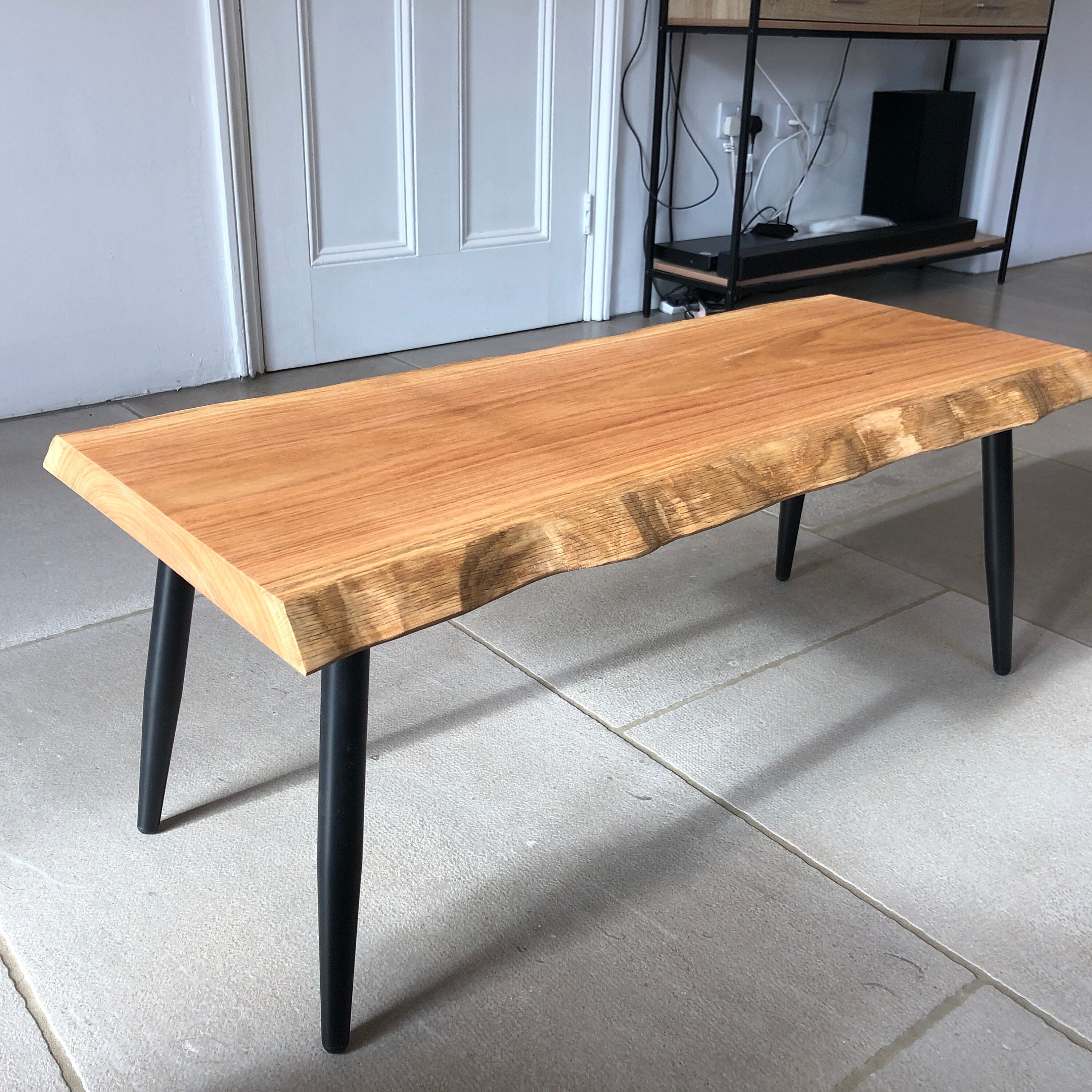 Unique Coffee Table, Oak, Raw Edge, Metal Legs - Etsy