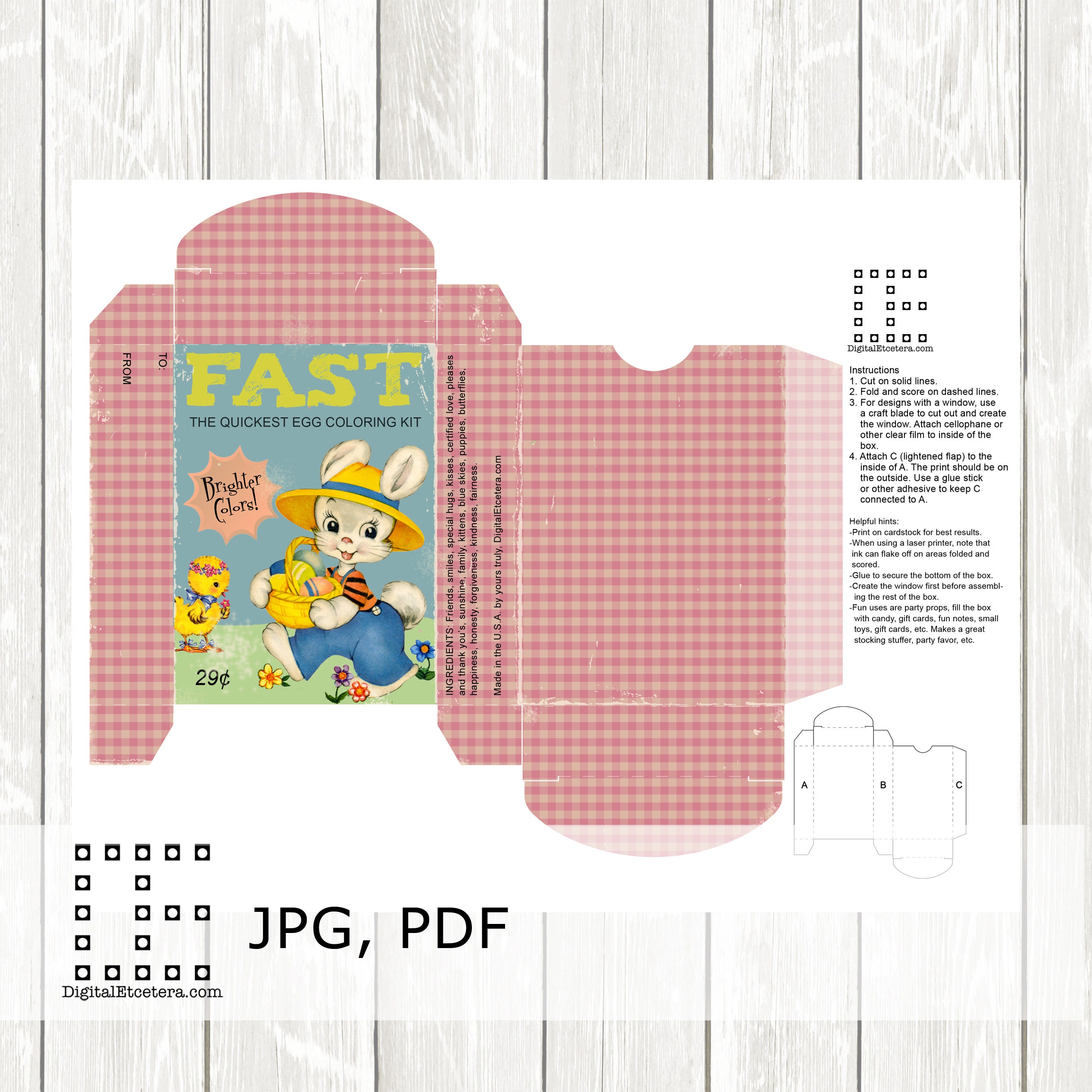 Bunny Candy Box Easter Printable Instant Download Party Favor - Etsy