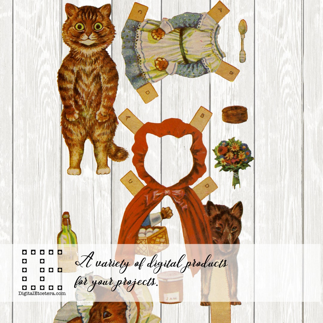 Vintage Antique Cat Paper Doll Outfits - Etsy