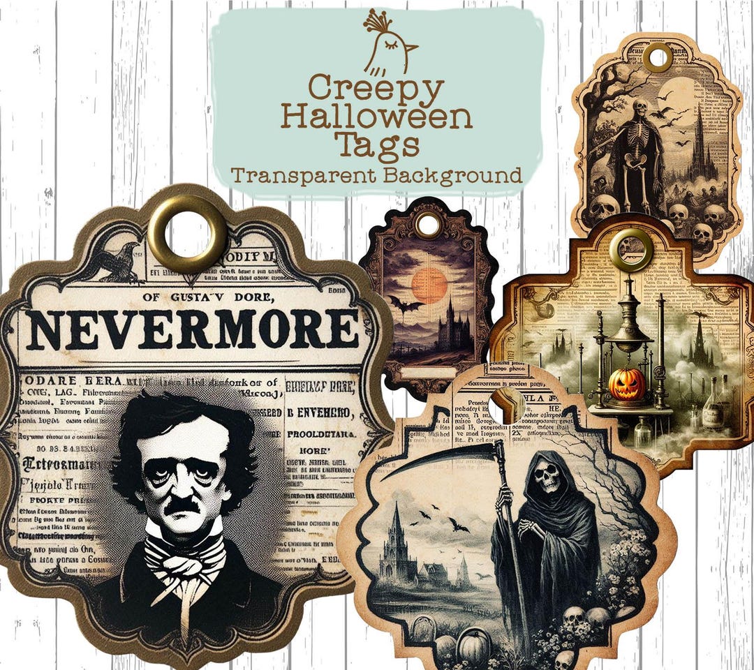 Creepy Halloween Favor Tags: Spooky Poe Theme (digital Download) - Etsy