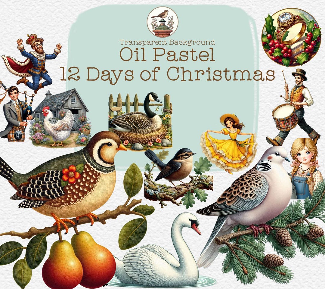 12 Days of Christmas Twelve Clipart Clip Art Transparent PNG Vintage ...