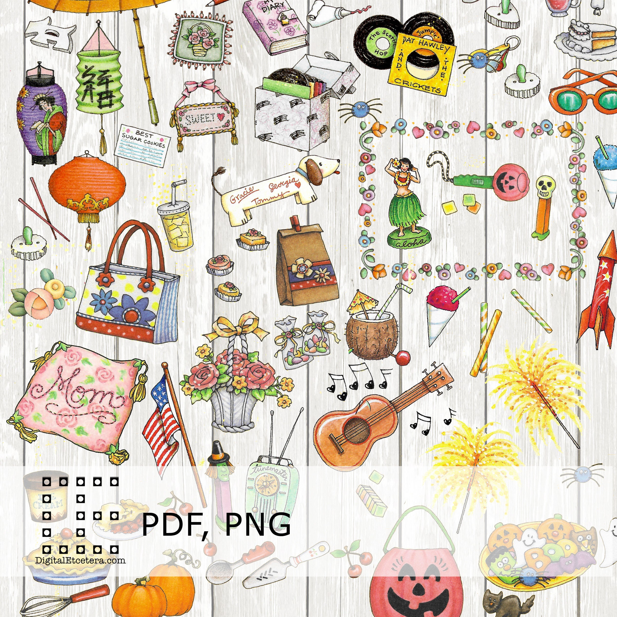 Download Printable Vintage Collage Clipart Clip Art PDF PNG Fussy Cut ...