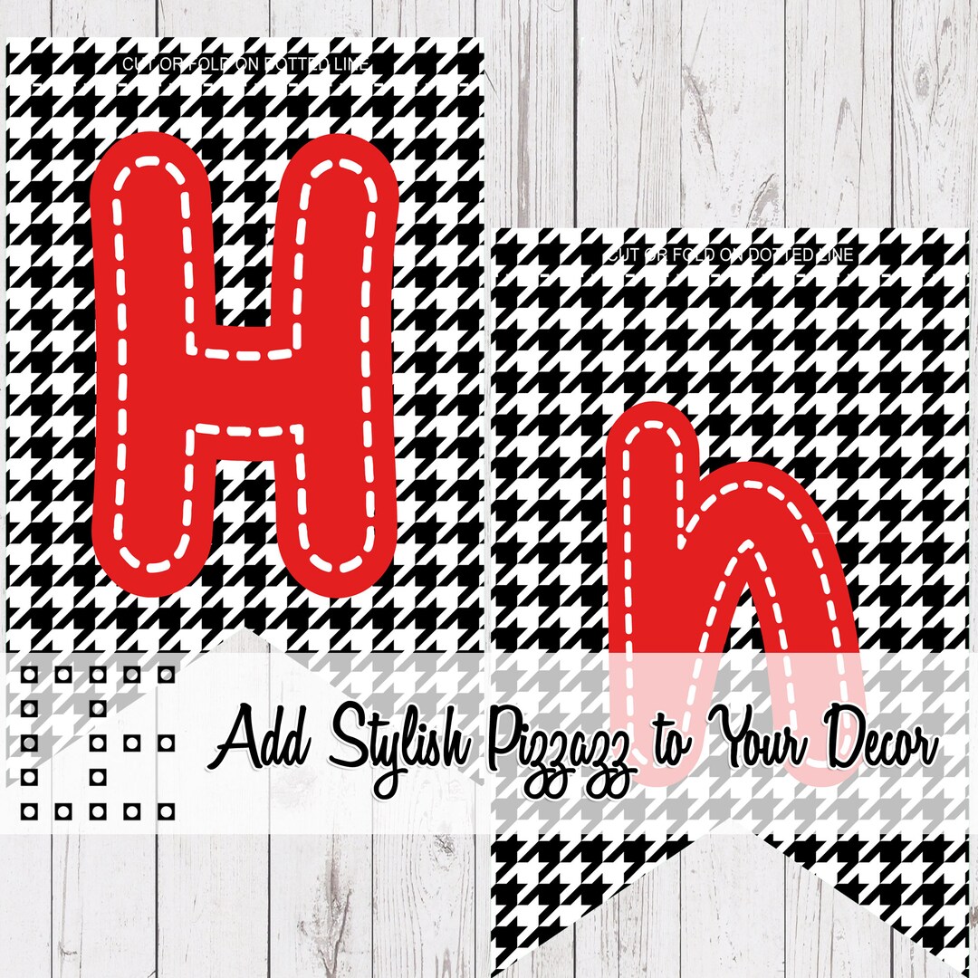 Pennant Bunting Houndstooth Hounds Tooth Christmas Themed Stitched ...