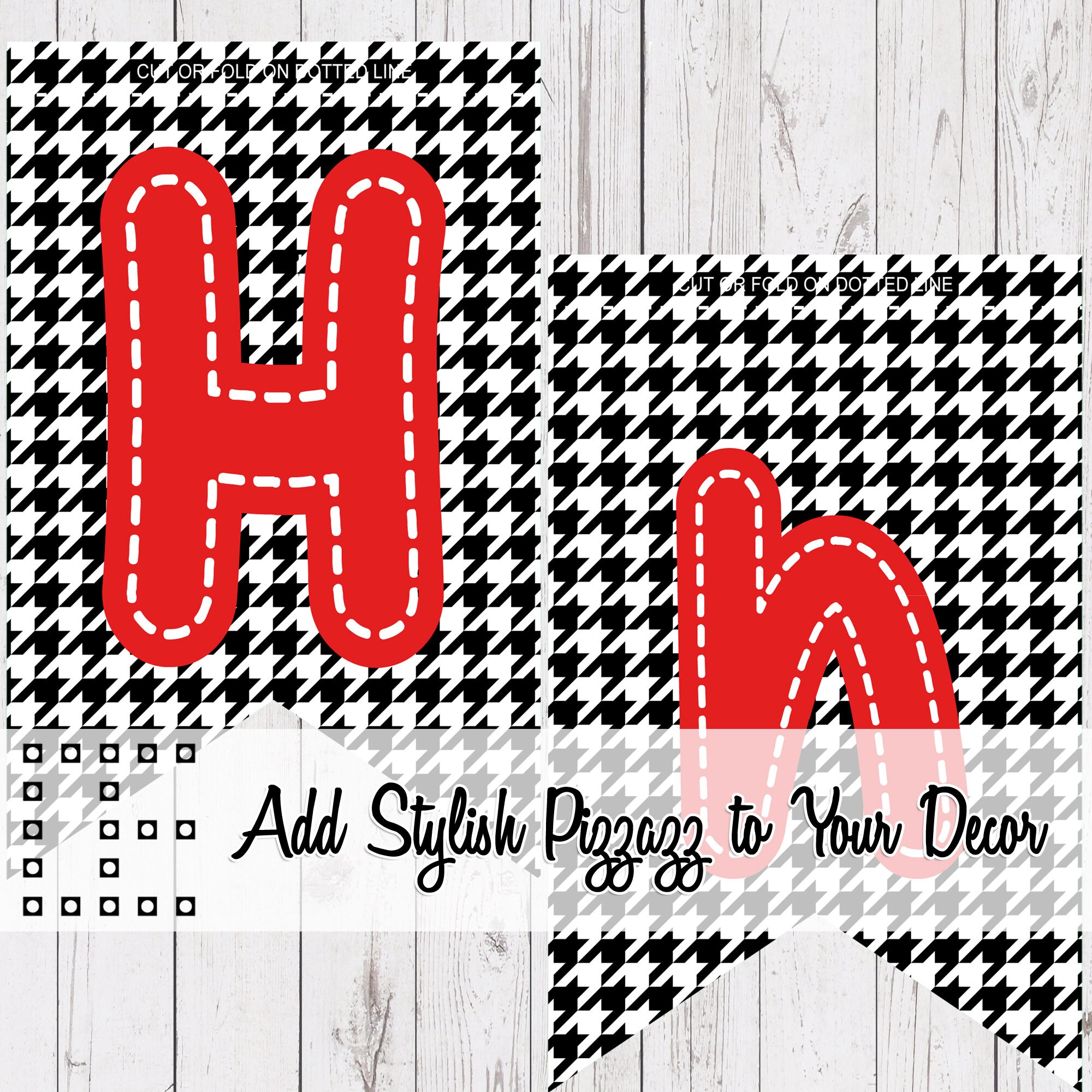 Pennant Bunting Houndstooth Hounds Tooth Christmas Themed Stitched ...