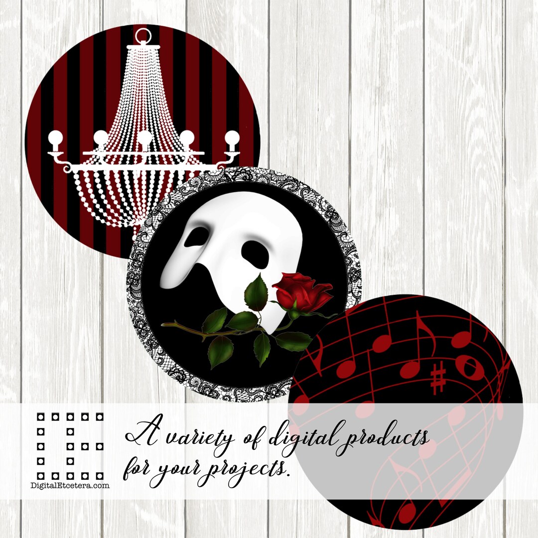 Phantom of the Opera Cupcake Toppers: Art Deco Party Decor (digital ...