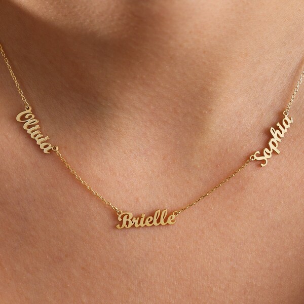 Three Name Necklace - Etsy