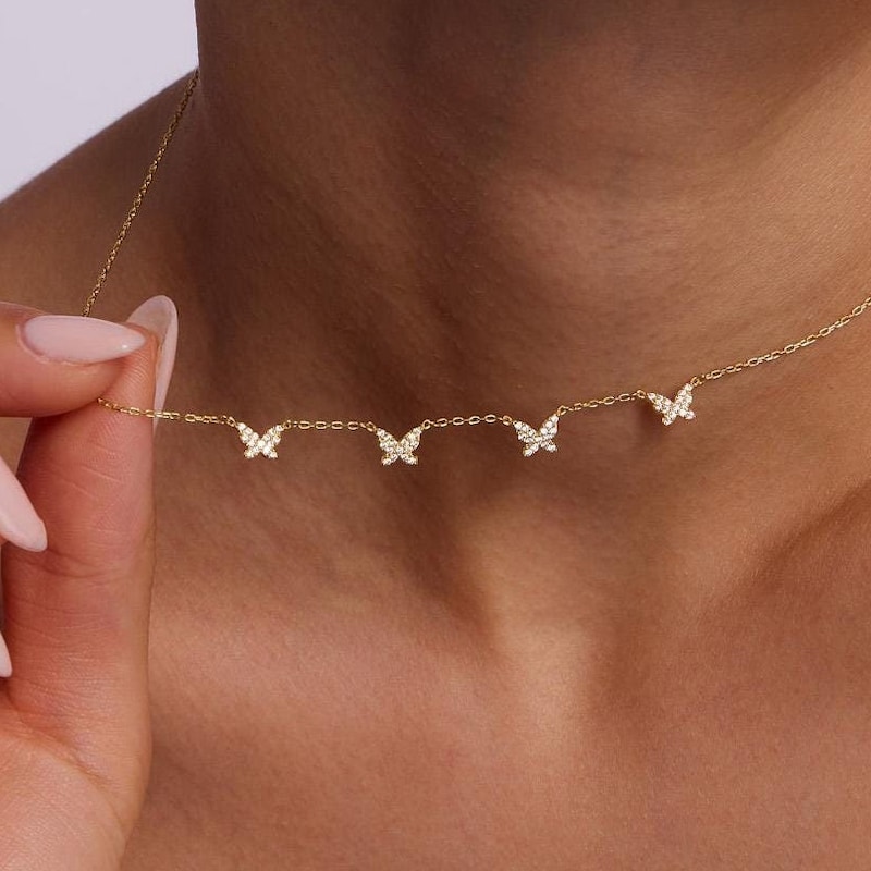 Gold Butterfly Necklace - Etsy