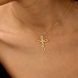 Elegant Cross Necklace, Gold Cross Necklace, Delicate Cross Necklace ...