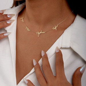 Multi-name Family Necklace, Multiple Nameplated Necklace, Personalized ...