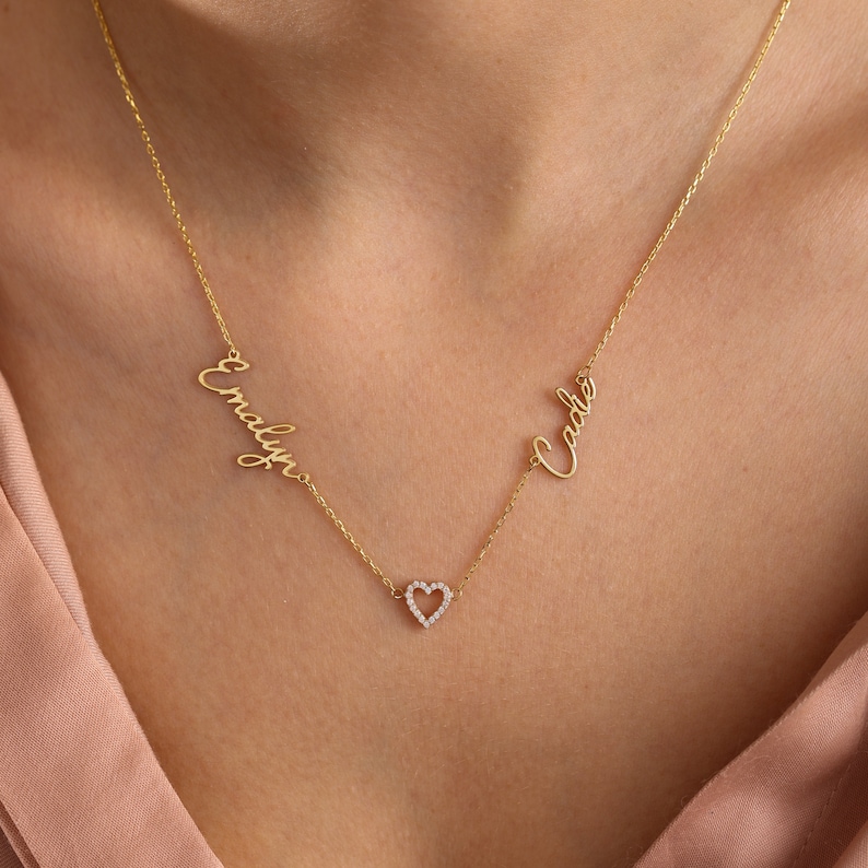 Two Names Necklace Mutiple Name Necklace Custom Children - Etsy