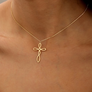 Elegant Cross Necklace, Gold Cross Necklace, Delicate Cross Necklace ...