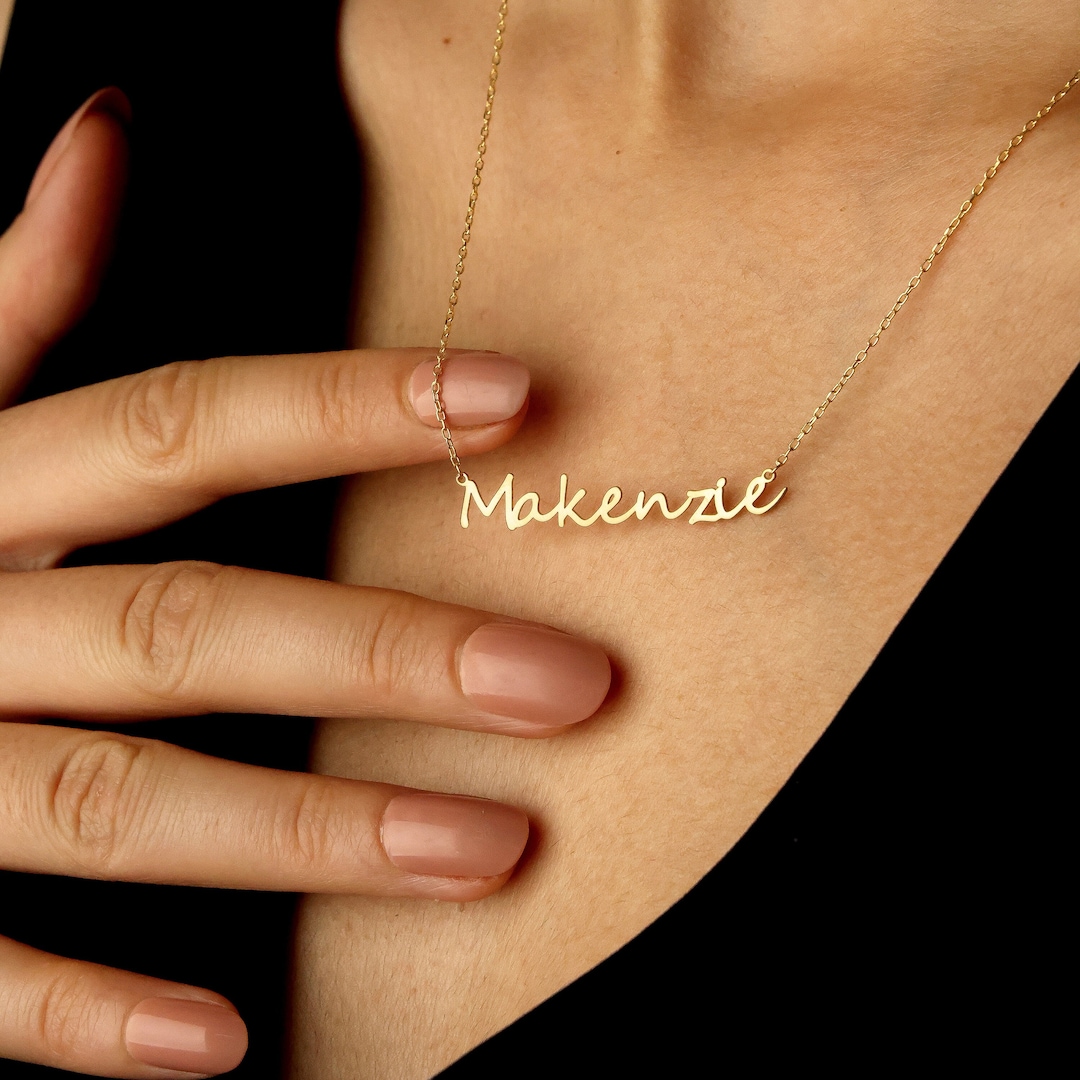 18K Gold Name Necklace, Custom Personalized Jewelry, Christmas Gift ...