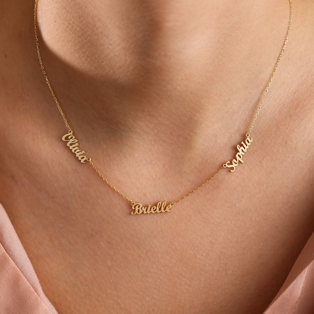 Three Names Necklace, Triple Name Necklace, Custom Children Necklace ...
