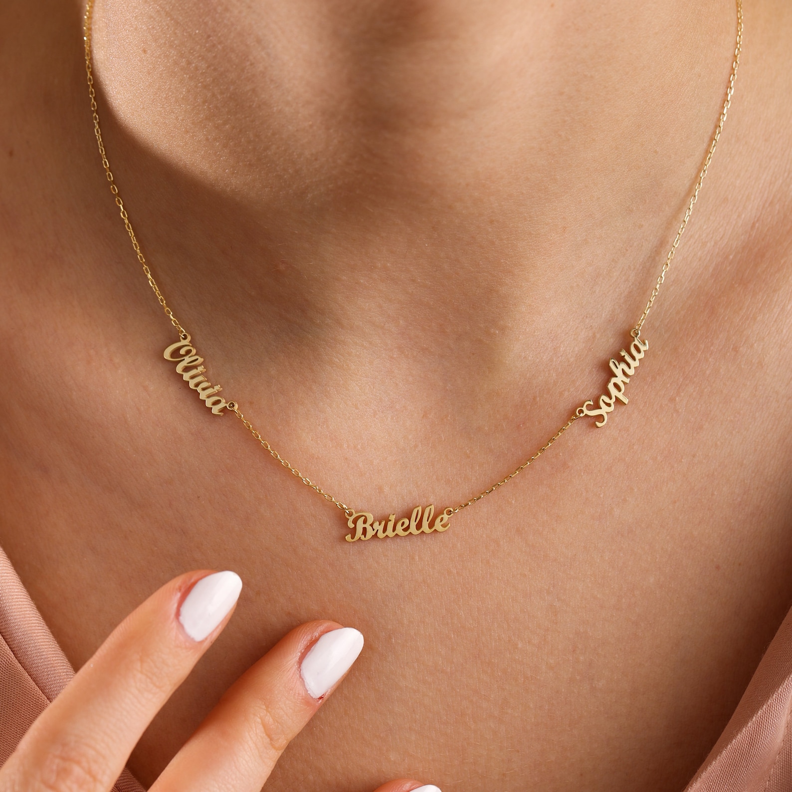 3 Name Necklace MULTI NAME NECKLACE Custom Children - Etsy