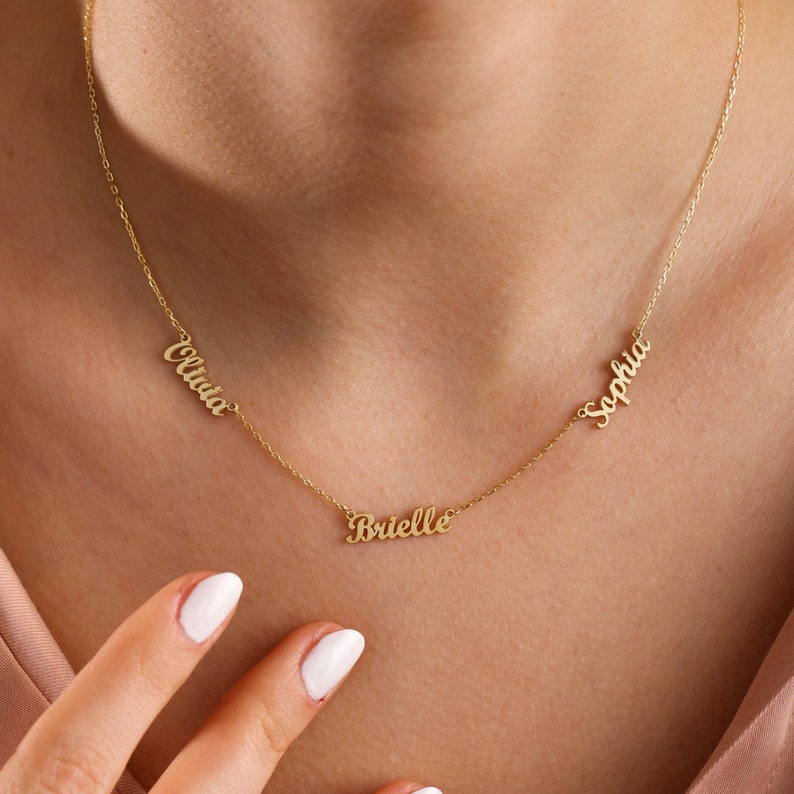 3 Name Necklace MULTI NAME NECKLACE Custom Children - Etsy