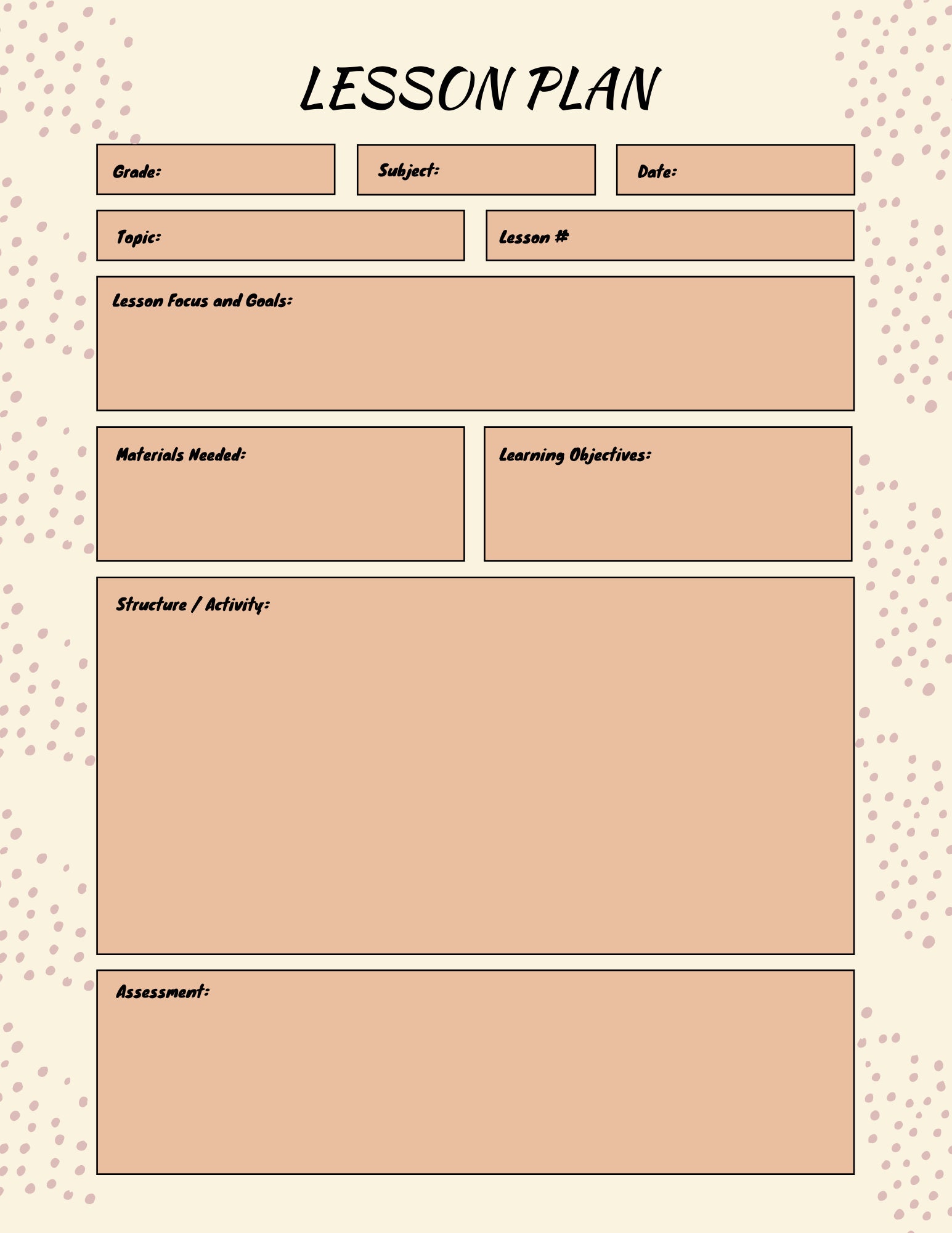 Weekly Lesson Plan Templates Fourth Grade