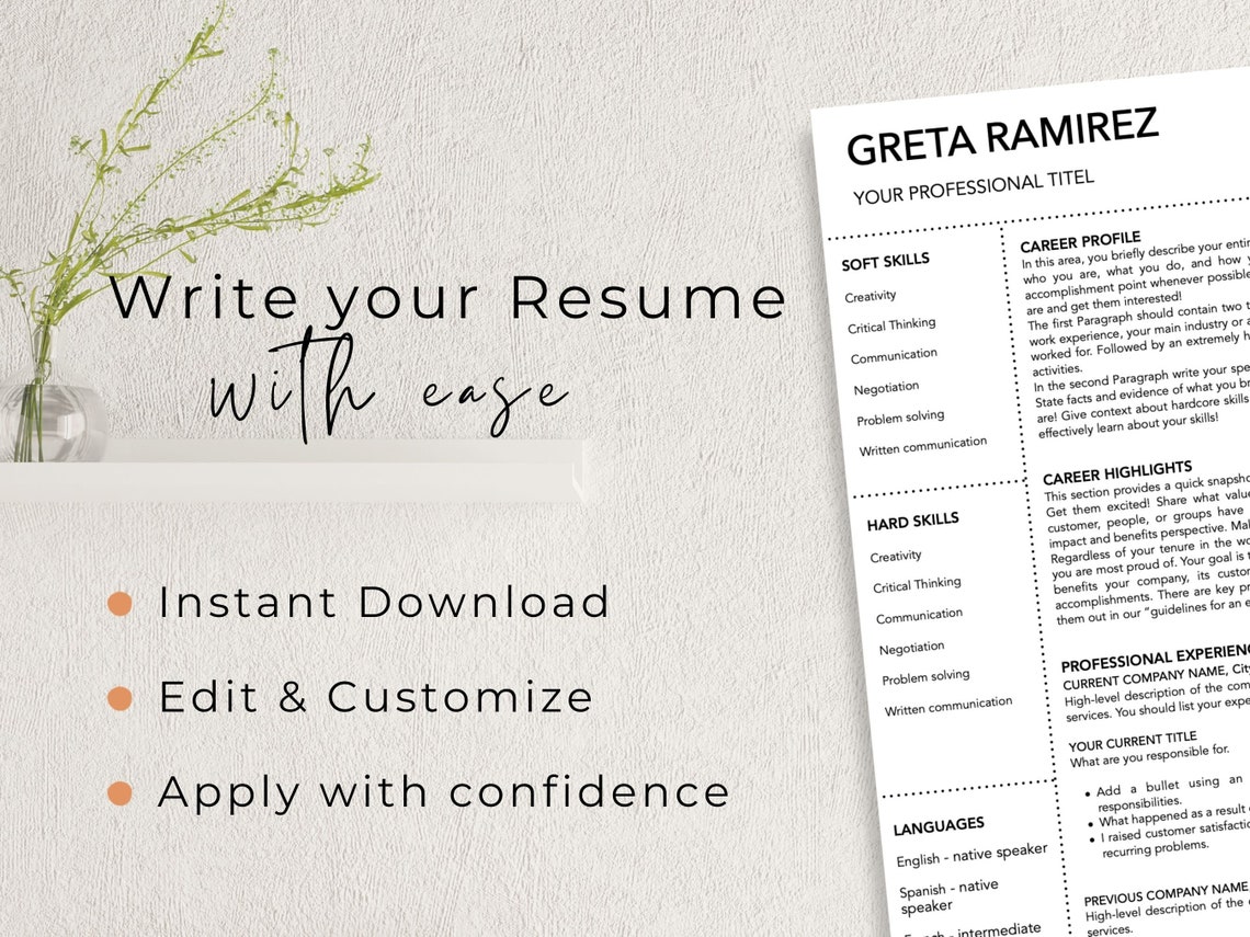 CV Template, CV Template Professional, CV Template Word, Mac Pages ...