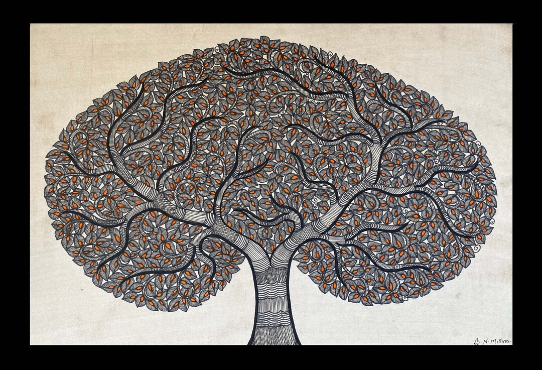 Madhubani Burnt Orange Tree of Life - Etsy