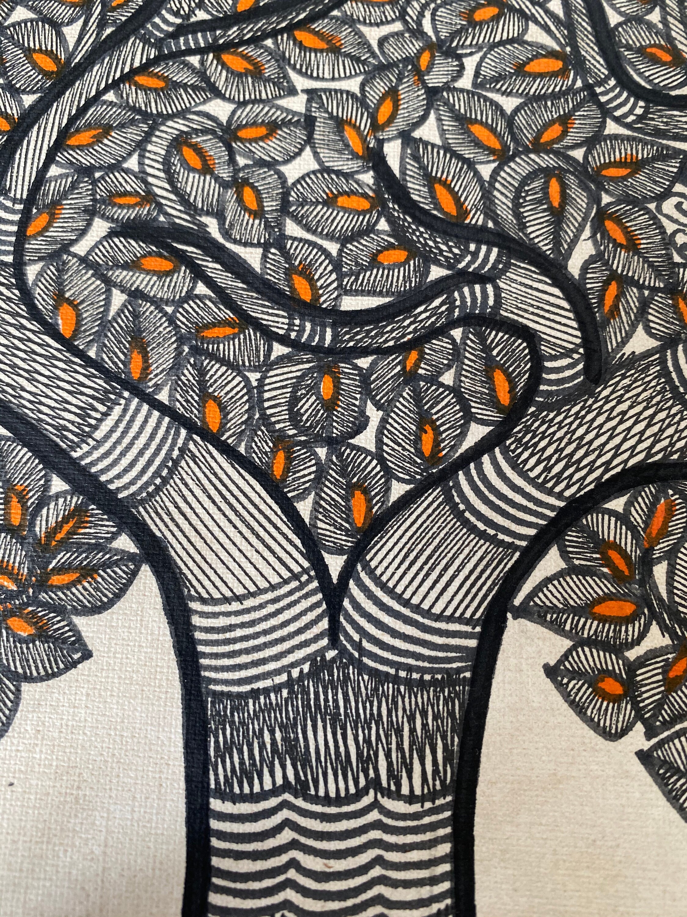 Madhubani Burnt Orange Tree of Life - Etsy