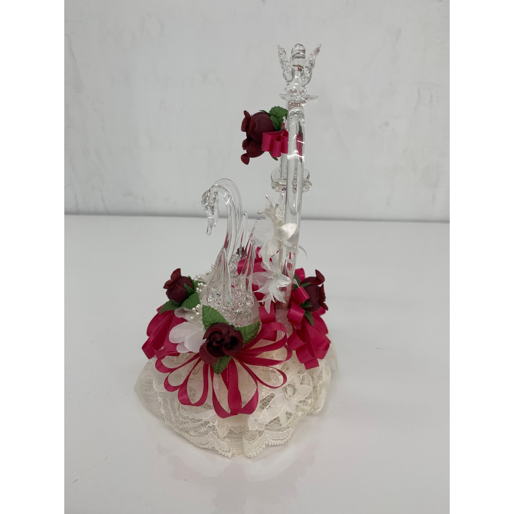 Vintage Blown Glass Wedding Cake Topper Heart Swans Bells and - Etsy