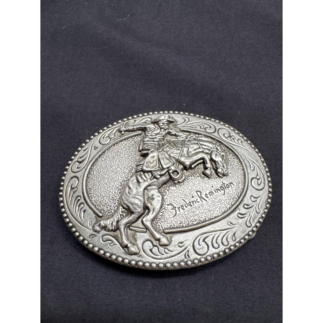 Frederic Remington "the Broncho Buster" Belt Buckle Oval Shape 2" X 3 ...
