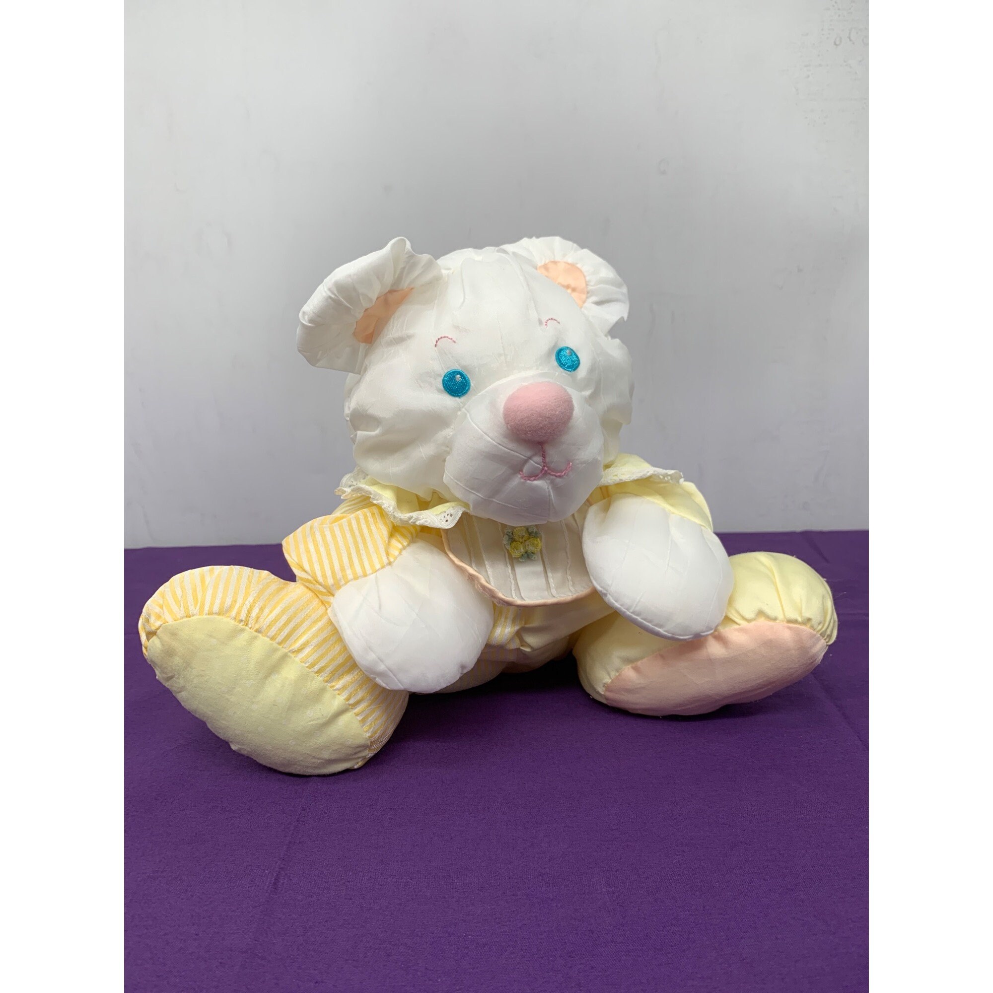 Fisher-price Puffer Lump, 8 Inch Bear Ruffled Bib Yellow Flower Bib ...