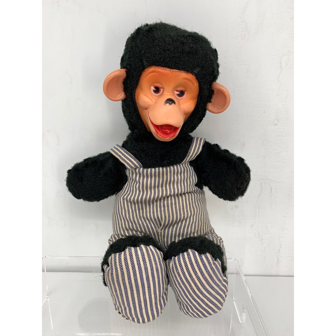 Vintage Rubber Face Monkey Plush Toy Missing Hat and Bow 16" Tall - Etsy