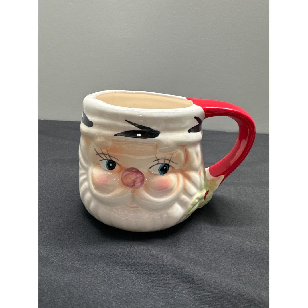 Vintage Santa Claus Ceramic Mug With Red Handle - Etsy