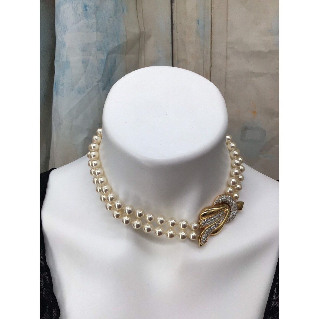 Double Strand Pearl Necklace - Etsy