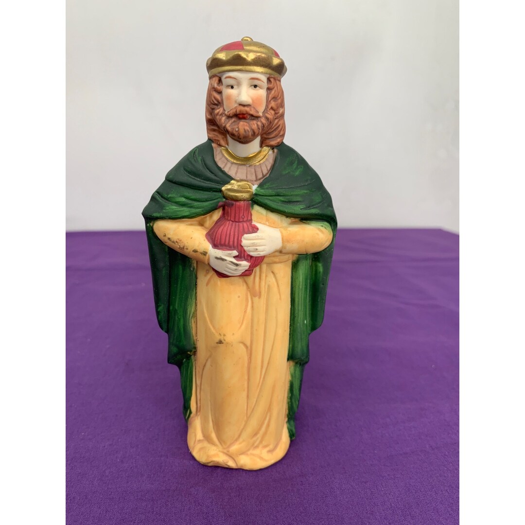 Nativity Wiseman Green and Gold Ceramic Made in Taiwan 6 Inches - Etsy