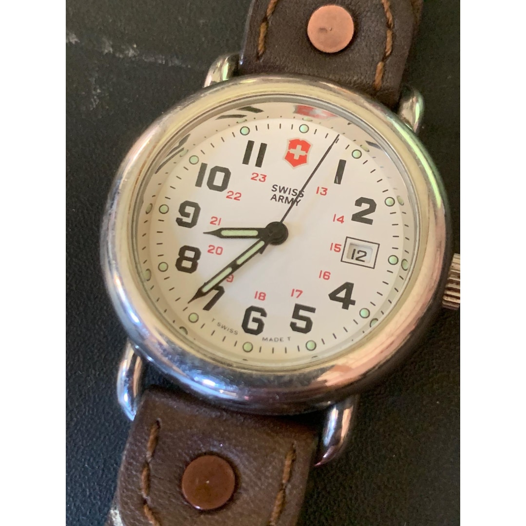 Vintage Swiss Army Stainless Steel Watch With Leather Strap - Etsy