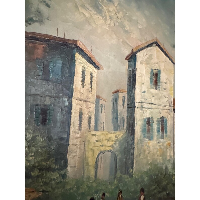Signed Randoni Oil Painting of Market Scene in Ornate Gold Wood Frame ...
