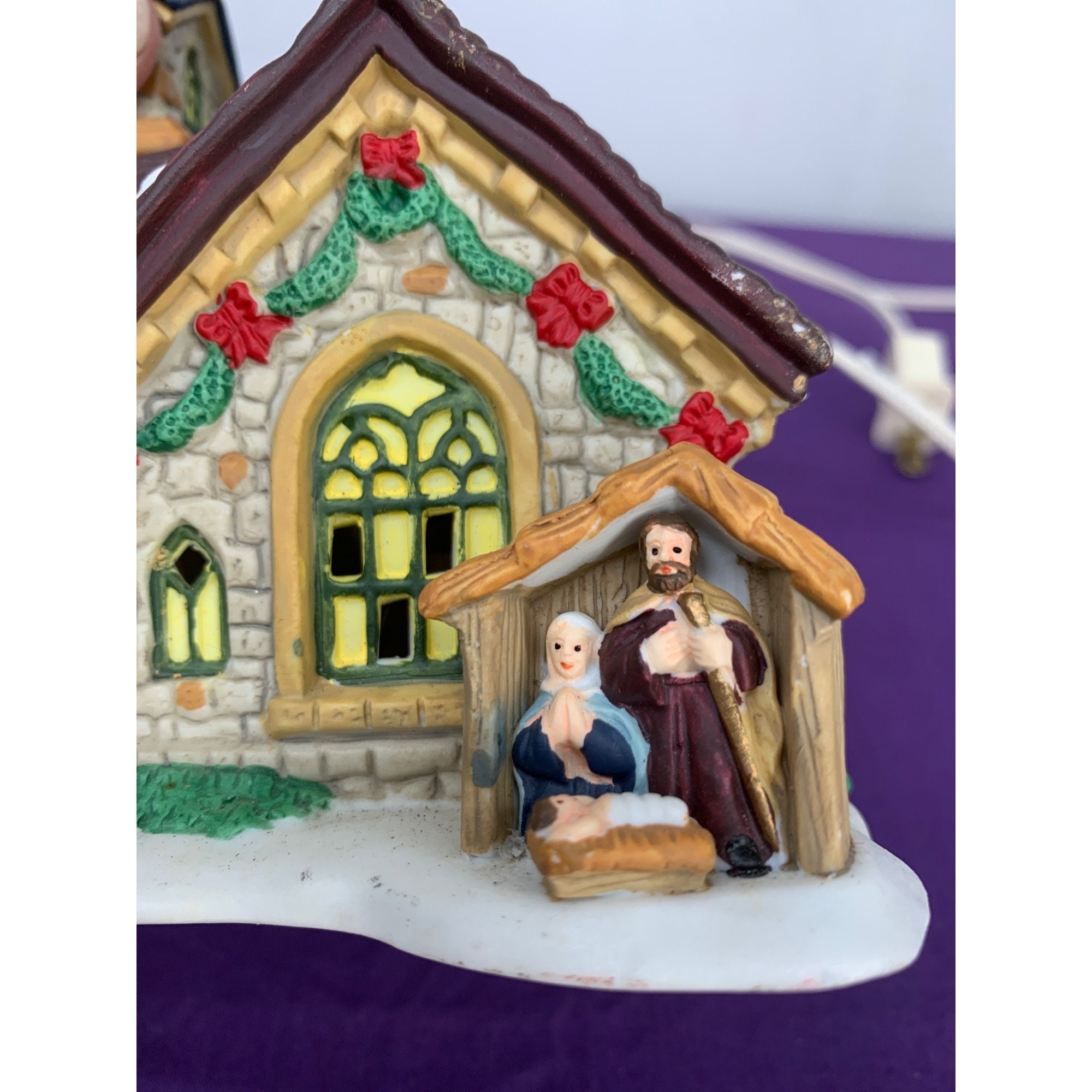 2001 Victorian Village, TM Christmas Porcelain Church Nativity Scene ...