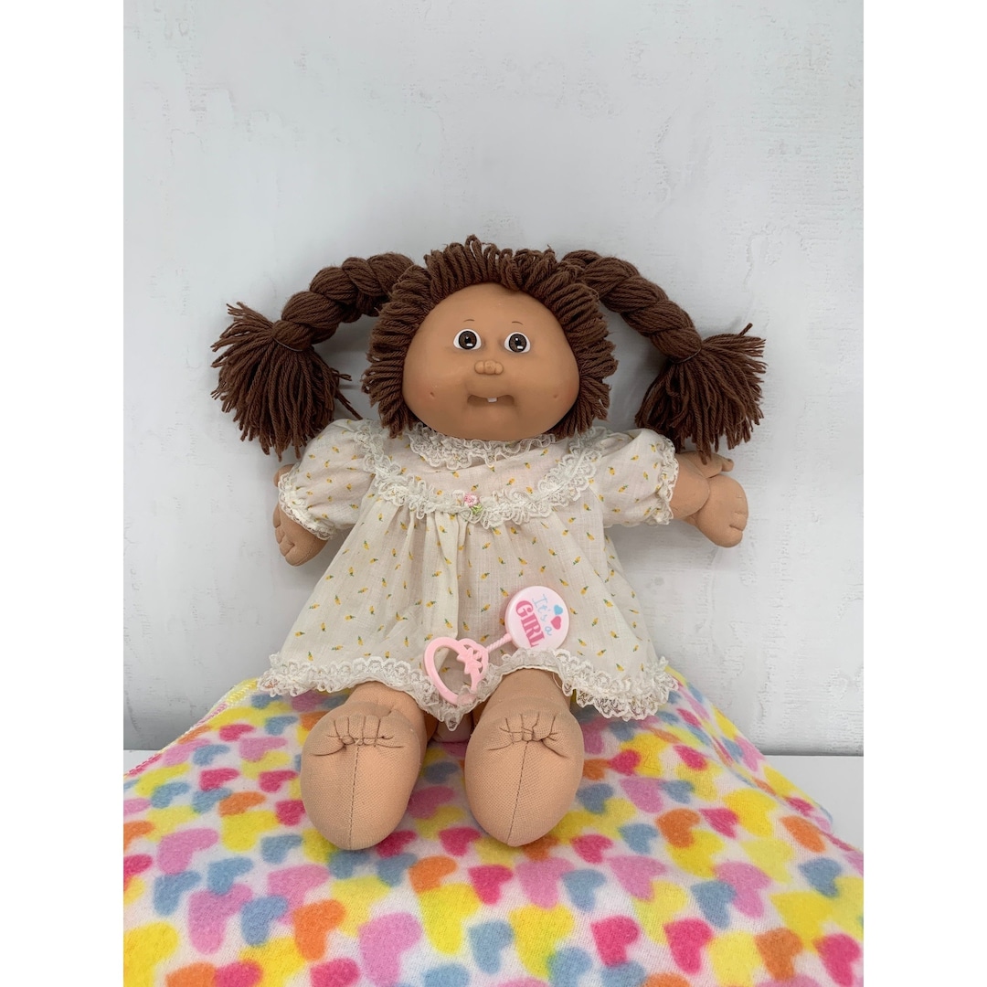 Cabbage Patch Kid Doll Head Mold 5 Brown Hair Braided Pigtails Single ...