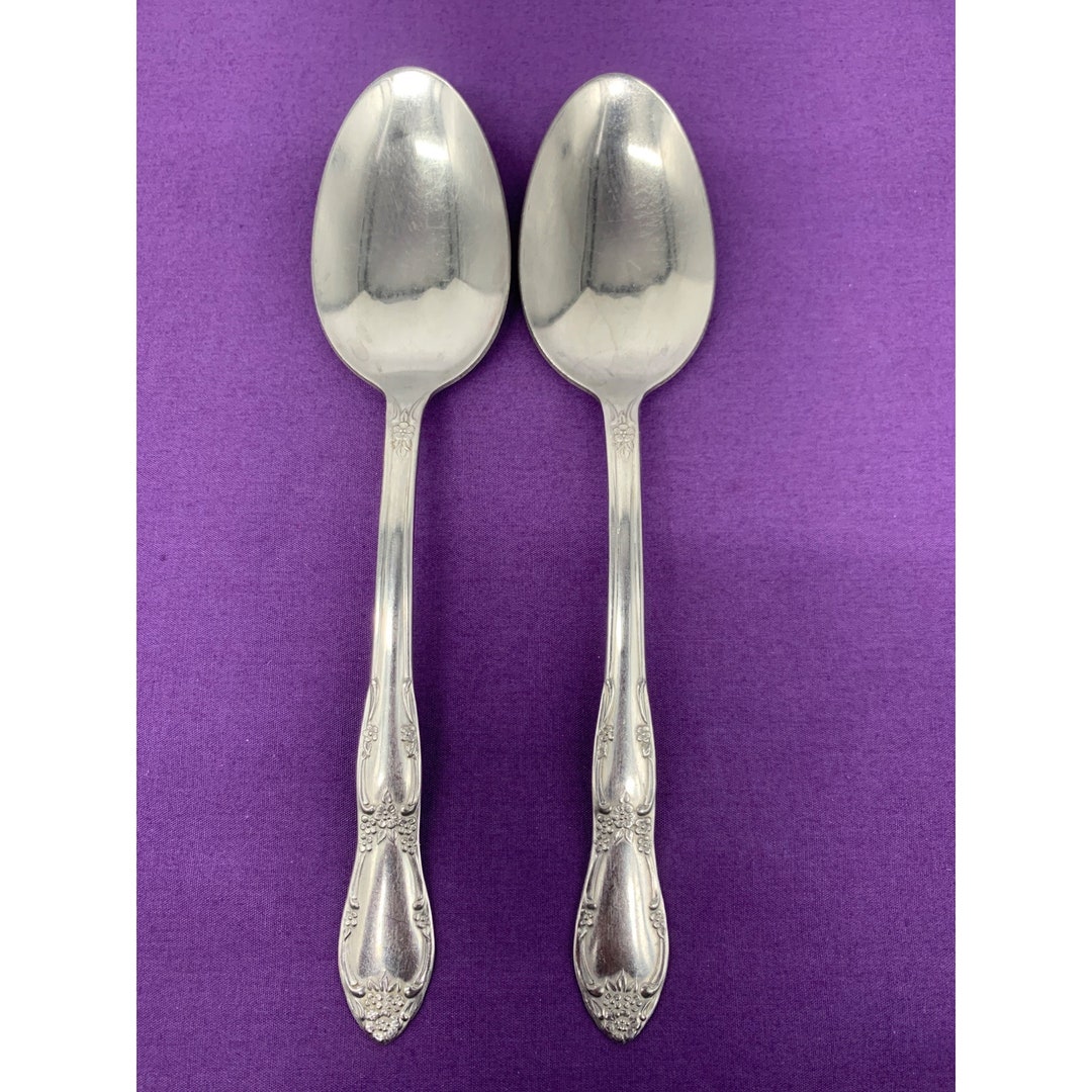 Oneida LTD WMA Rogers Stainless Fenway Pattern 2 Serving Spoons 8 Inch ...