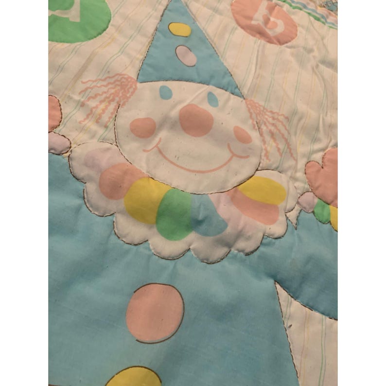 41 X 32 Clown Quilted Baby Blanket Homemade Fabric Panel Design ...
