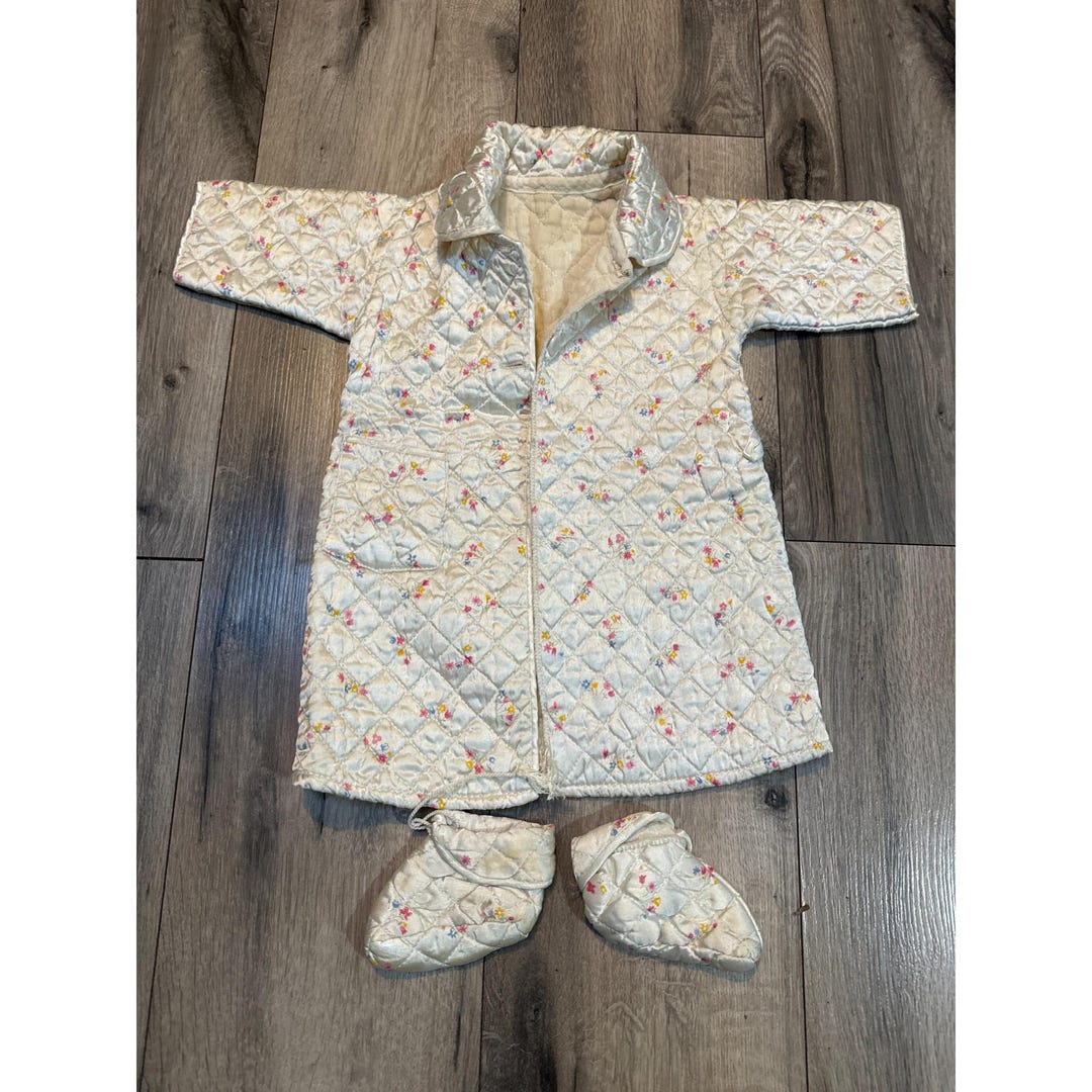 Vintage Baby Satin Quilted Floral Coat & Booties Set With Pockets - Etsy