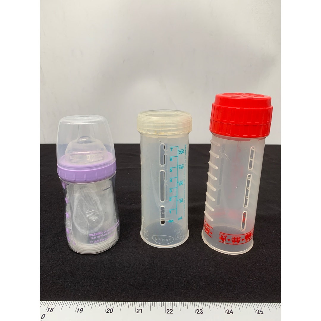 3 Playtex Baby Bottles Drop in Liner Styles Purple Red Blue (2 Vintage ...