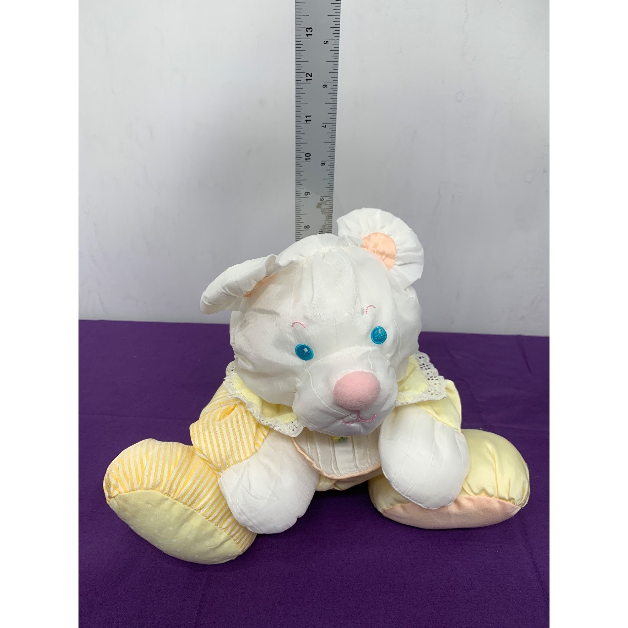 Fisher-price Puffer Lump, 8 Inch Bear Ruffled Bib Yellow Flower Bib ...