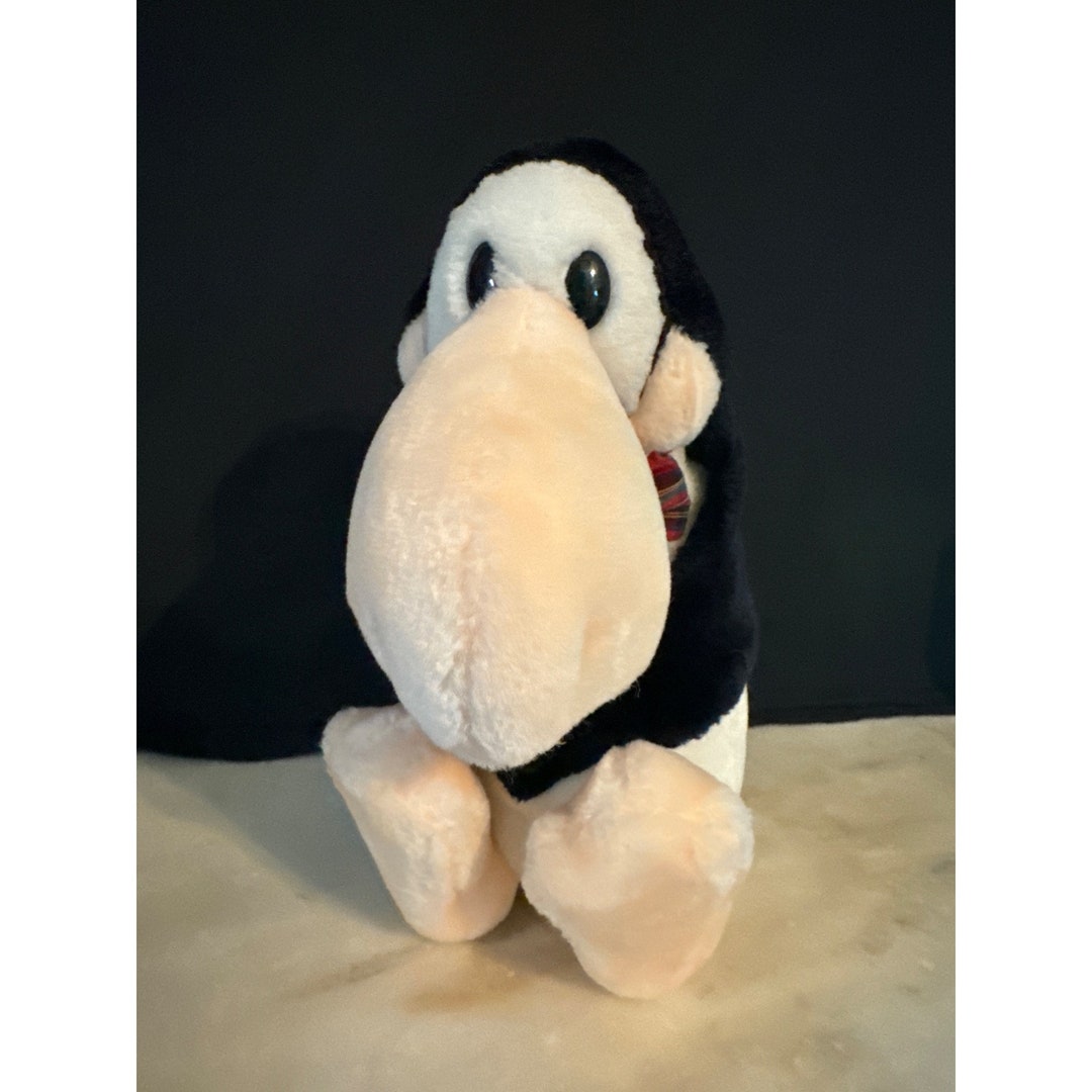 Vintage Plush Opus Penguin Stuffed Animal With Red Bow Tie 10 1985 ...
