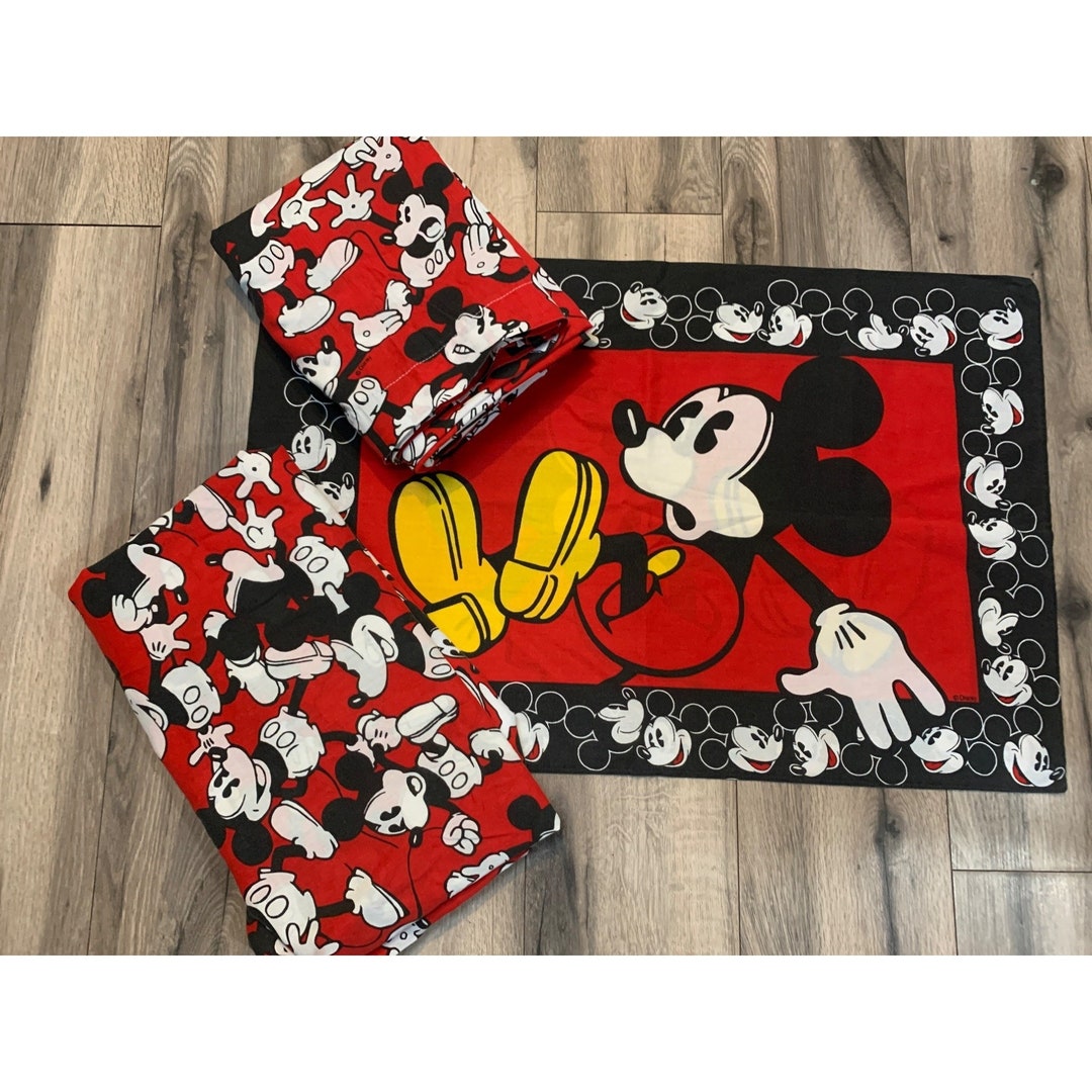 Disney Mickey Mouse Red Black White Twin Sheet Set Vintage 1990s - Etsy