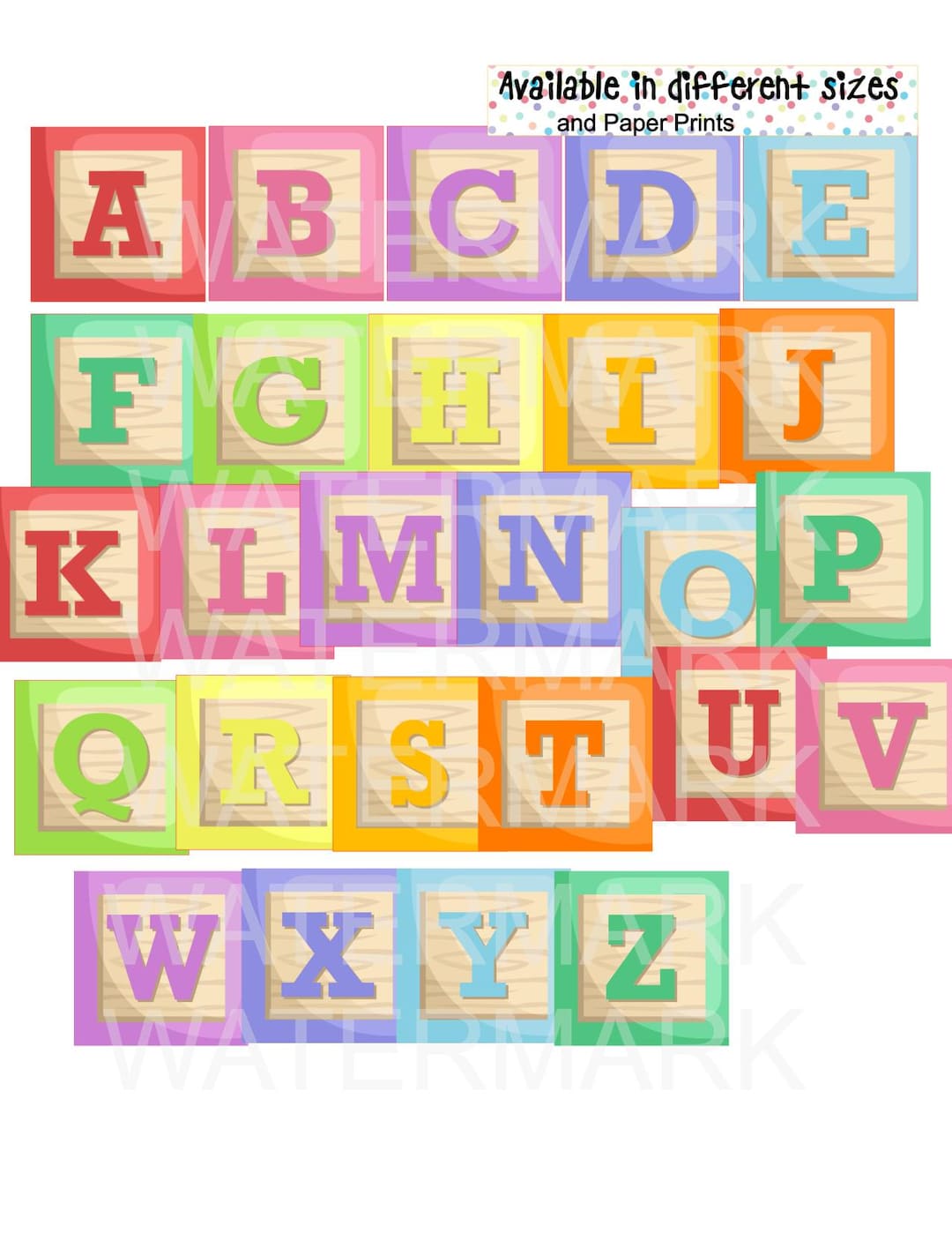 Alphabet Wooden Blocks Theme Title Play Paper Cutout Birthday Toppers ...