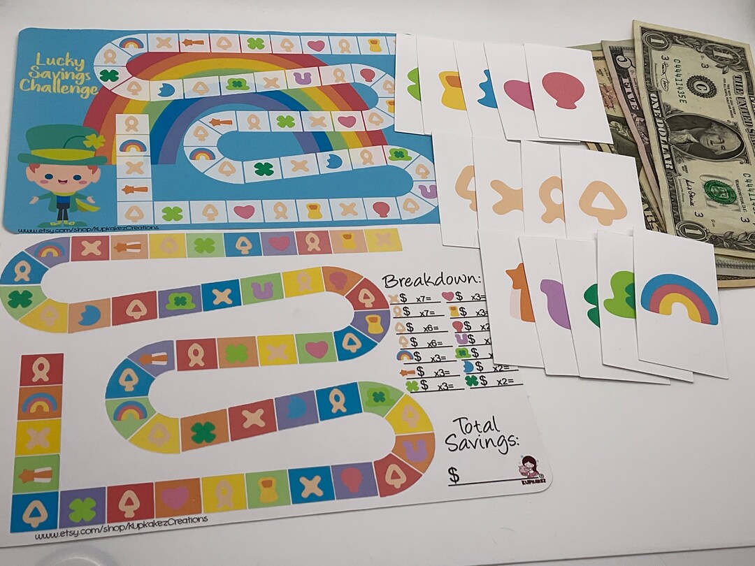 Lucky Savings Challenge Board Game Money Cash Stuffing Counting Save ...
